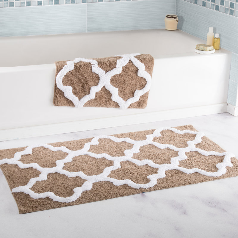 Plyh Rectangular 100 Cotton Non Slip Geometric Bath Rug Set And Reviews Wayfair